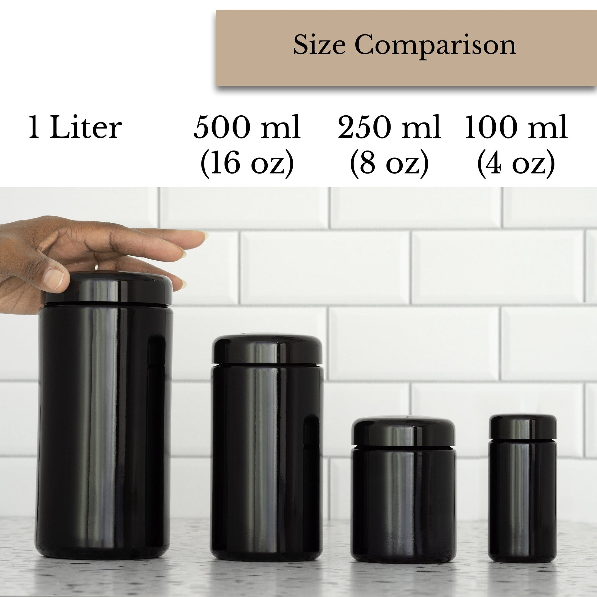 1 Liter Wide Neck Ultraviolet Black Glass Storage Jar – Artanis Home